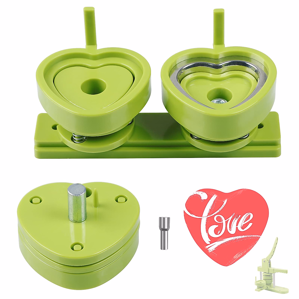 Happizza Button Maker Heart-Shaped Mold, Heart shape Interchangeable Die Mold Button Maker Mould Suitable for Slide Rail Button Maker Machine Pin Maker Machine Button Press