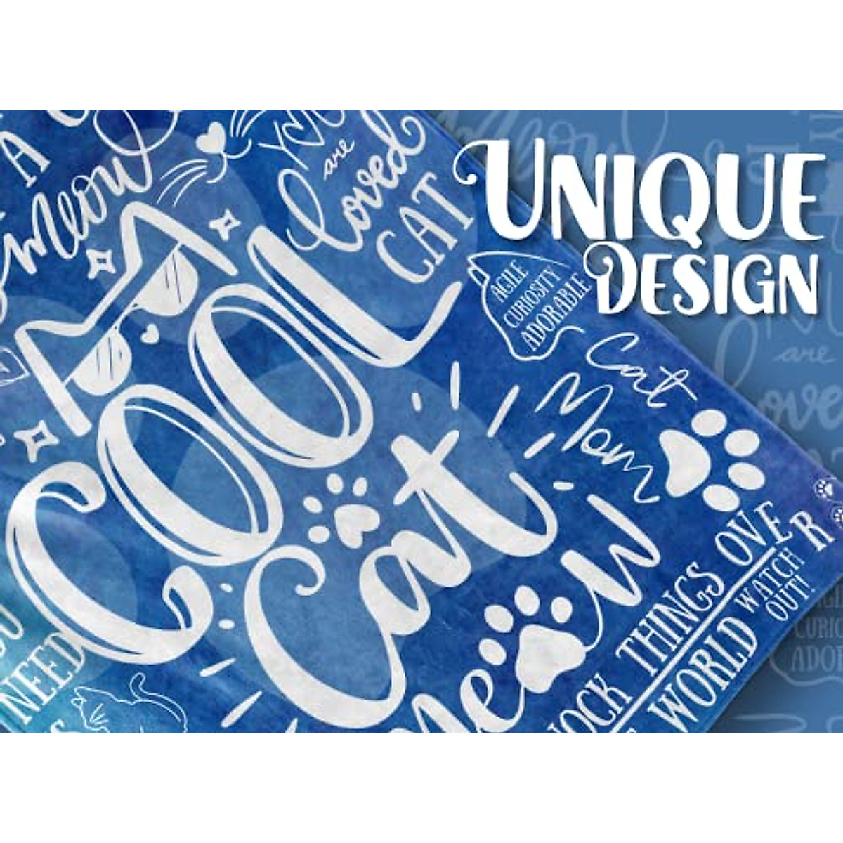 InnoBeta Cat Lover Blanket Throw Blue, Flannel Blankets for Cat Mom, Unique Cat Mom Gifts, Best Cat Lover Gifts on Christmas, Birthday, Thanksgiving, 50" x 65" (Blue Cool Cat)