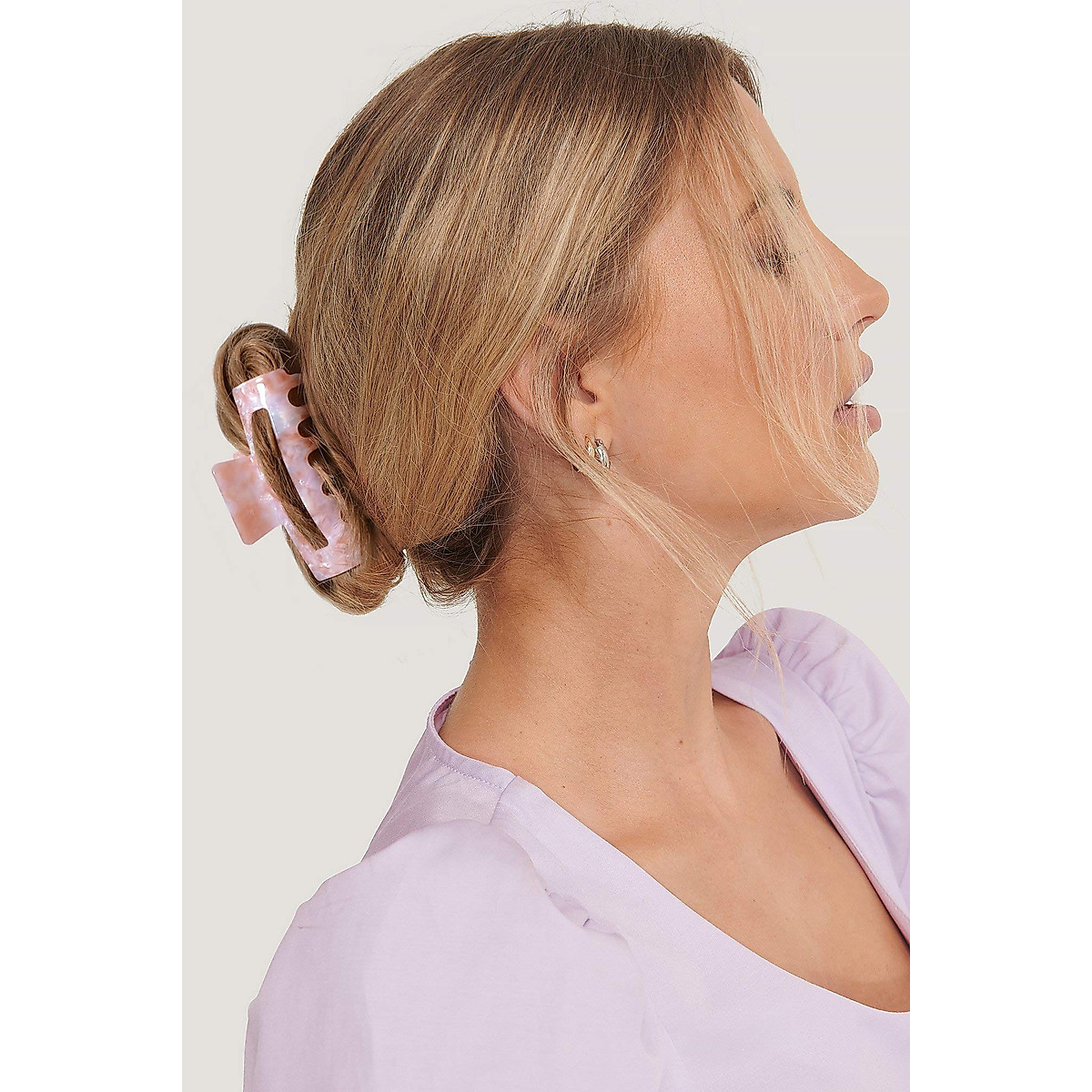 Big Claw Tortoise Banana Pink French Celluloid Leopard Print Clips for Women's & Girls' Thick and Thin Hair - 3.3 Inch, Strong Hold, 2 Color Options (2 Packs)