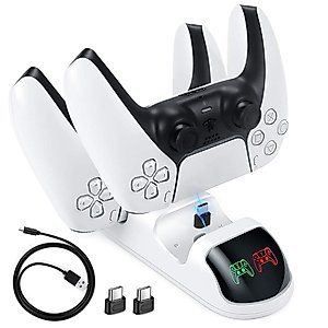 PS5 Controller Charger, findway PS 5 DualSense Controller Charging Station, Dual USB Type-C Fast Charging Dock with LED Indicator, Compatible for Playstation 5 / PS5/ Controller