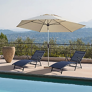 Devoko Patio Lounge Chairs Outdoor Chaise Lounge Beach Pool Side Folding Recliner Adjustable Lounge Chair Set of 2 (Blue)