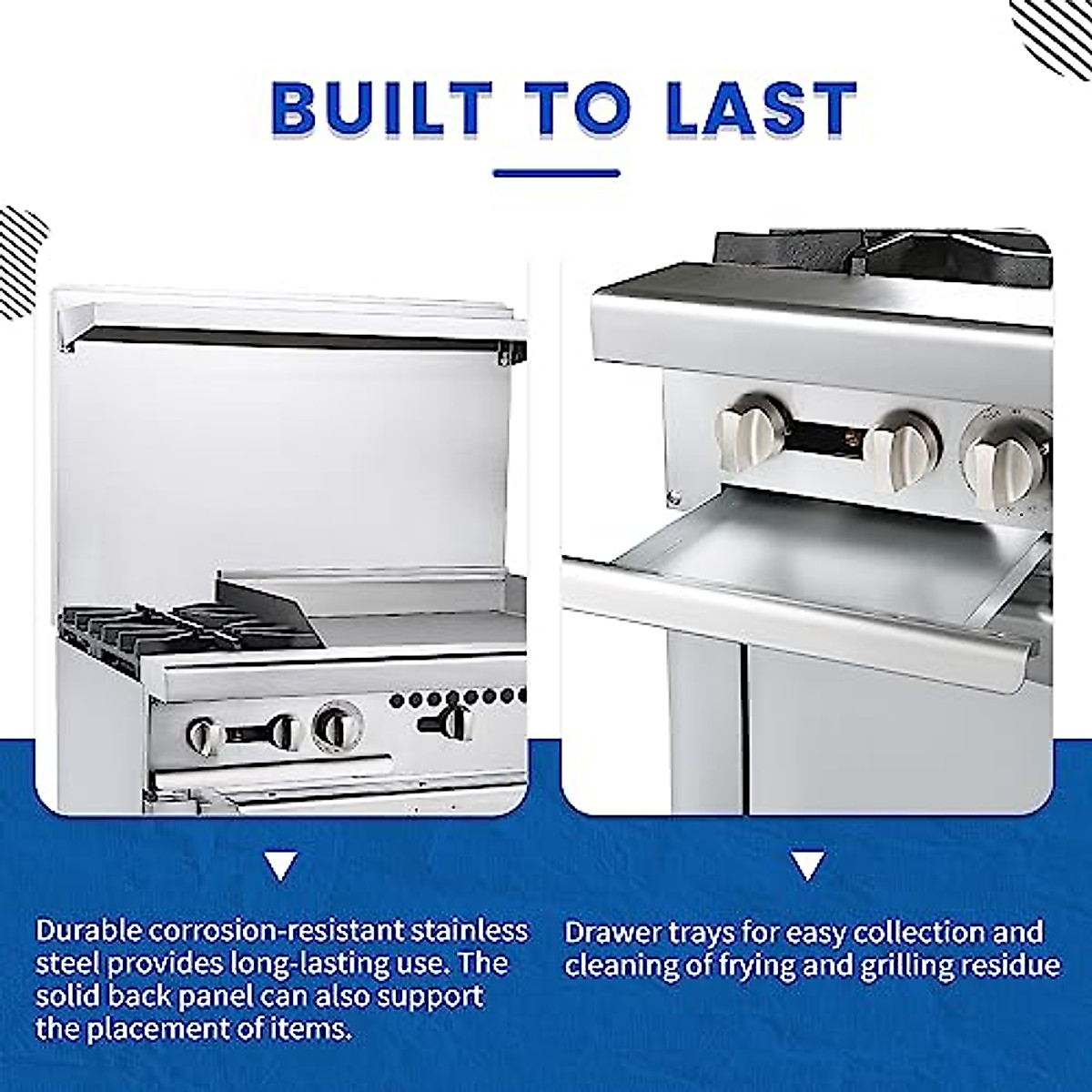 WMAOT 36" Commercial Range with 2 Burner 4.8 Cu.Ft Electric Oven 24" Griddle 35000 BTU Manual Natural Gas Range for Commercial Kitchen Restuarant Bar