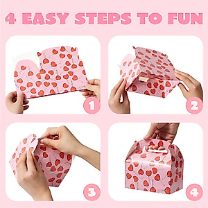 JOYIN 24 Pcs Valentine’s Day Bakery Treat Boxes 6x5.5x3 inch, Valentines Cupcake Cardboard Boxes Cookie Gable Boxes Heart Goody Bags for Valentine Classroom Treats, Party Favors Gift Giving Gift Exchange Gift Box