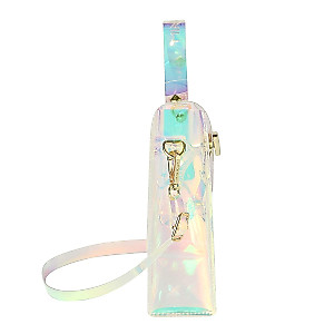 INICAT Clear Small Crossbody Bags Stadium Approved Cell Phone Jelly Purse Shoulder Bag For Women(Colorful-Vertical2)