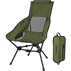 MARCHWAY Lightweight Folding High Back Camping Chair with Head Support, Stable Portable Compact for Outdoor Camp, Travel, Beach, Picnic, Festival, Hiking, Backpacking (Green)
