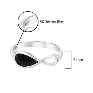 AeraVida Everlasting Infinity Bond Semi Simulated Black Onyx Inlay .925 Sterling Silver Ring