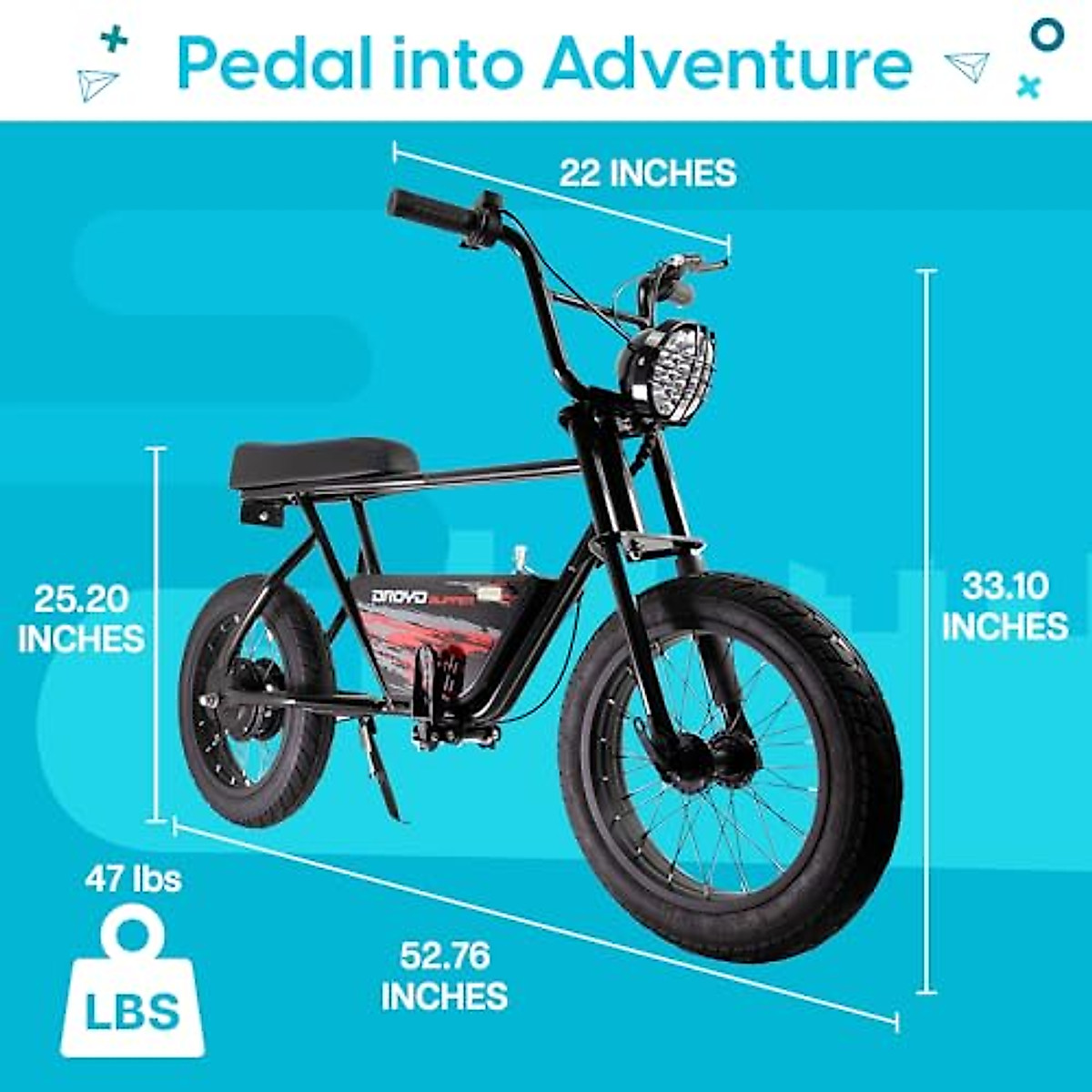Droyd Blipper Electric Mini Balance Bike for Kids Ages 13+, 250W w 12.5MPH up to 12.5 Miles, up to 60 Mins Run Time w 16in Tire, 24V 10Ah Battery