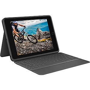 Logitech Rugged Folio - iPad (7th, 8th & 9th Generation) Protective Keyboard Case with Smart Connector, Kickstand, Durable Spill-Proof Keyboard Black 7.4 x 0.9 x 10.2(Renewed)