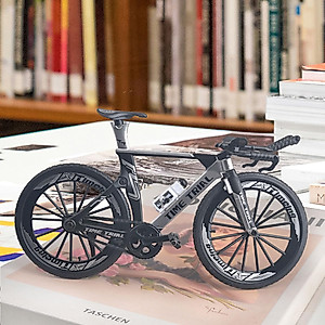 Ailejia Alloy Mini Finger Mountain Bikes Ornament Racing Mini Bicycle Toy Dirt Vehicles Model Decoration Crafts for Home (Black)