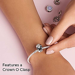 Pandora Moments Crown O Clasp Snake Chain Bracelet - Sterling Silver Charm Bracelet for Women - Compatible Moments Charms - Cubic Zirconia & Sterling Silver - 7.5"