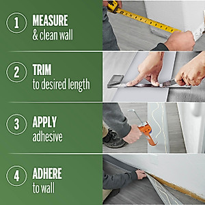 M-D Building Products 4-Inch x 60-Feet Dry Back Vinyl Wall Base, Flexible Dry Back Vinyl Trim with Toe - Easy Install Molding Trim for Floors and Baseboards, Almond (73899)