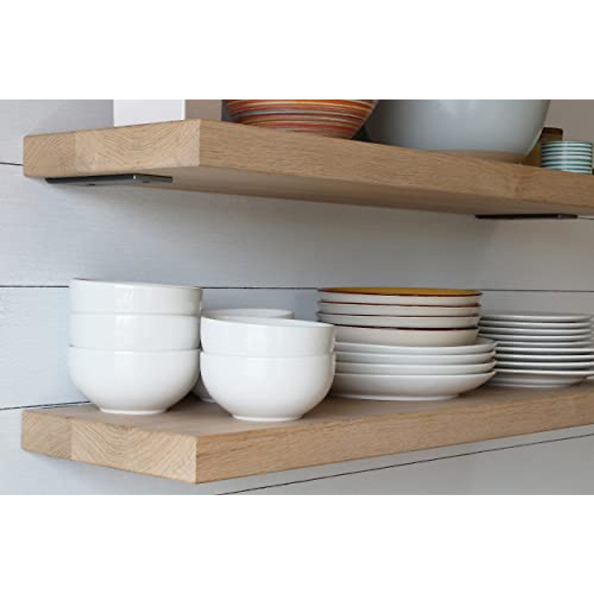 Urban Legacy Deep Floating Shelves | Unfinished White Oak Hardwood with Low Profile Brackets | High Weight Capacity (36" x 11" x 2")