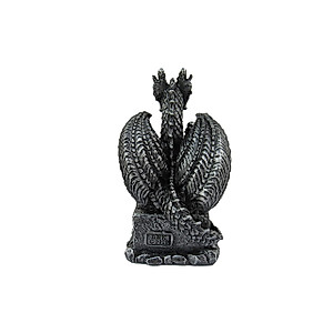 DWK Pewter Dragons Motivational Gothic Decor Mini Figurines | 4 Piece Set Medieval Home Decor and Dragon Garden Decor | Medieval Mini Statues Gifts for Meditation - 5"