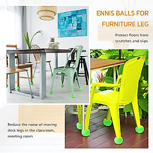 Macarrie 16 Pieces Precut Tennis Balls for Chairs Tennis Ball Chairs Foot Covers Tennis Balls for Furniture Leg for Classroom Floor Protection Chair Desk Legs Coverings (Light Green)