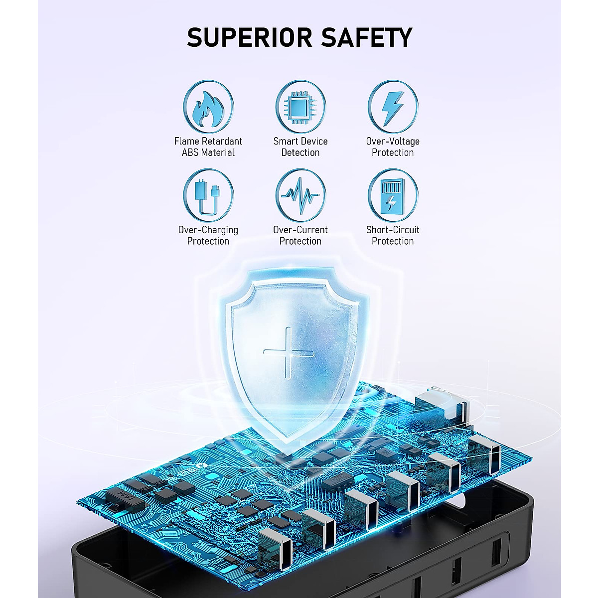 Charging Station for Multiple Devices, HSicily 6 Ports 50W Charger Station with 6 Cables Charging Dock Designed for Kindle iPhone iPad Cell Phones Tablets Apple Watch