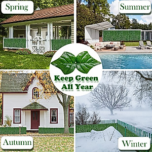 Bybeton Artificial Ivy Privacy Fence - 40" x 120" UV-Resistant Green Fake Vines Leaf Grass Wall - Patio, Balcony, Garden, Backyard Decor