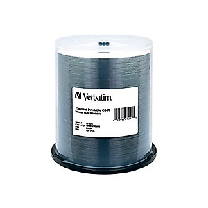 Verbatim 95254 100 x CD-R ( 80min ) 52x - white - thermal transfer printable surface, printable inner hub - spindle