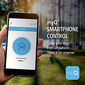 Chamberlain Smart Garage Door Opener - Wall Mounted - myQ Smartphone Controlled - Ultra Quiet Space Saving Direct Drive, Model RJO20, Black