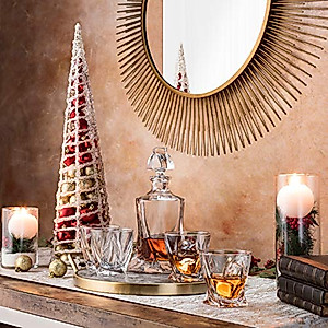 5-Piece European-Style Whiskey Decanter and Glass Set - With Magnetic Gift Box - Exquisite Quadro Design Liquor Decanter & 4 Whiskey Glasses - Perfect Whiskey Decanter Set for Scotch Alcohol Bourbon