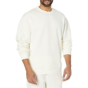 Amazon Essentials Men's Oversized-Fit Crewneck Sweatshirt (Available in Big & Tall), Eggshell White, Small