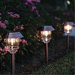 XMCOSY+ Solar Pathway Lights for Garden - 4-Pack Outdoor Solar Lights for Yard, Solar Lights Outdoor Waterproof IP65, 10-40 LM Auto On/Off Warm White LED Landscape Lighting for Lawn Walkway Sidewalk