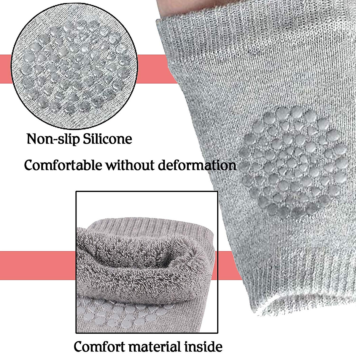 NEPAK 8 Pairs Baby Crawling Anti-Slip Knee Baby Knee Pads For Crawling and safety Walking Anti Slip,Unisex Baby Toddlers Kneepads, 2light Pink+ 2dark Grey+ 2green+ 1black+ 1gray