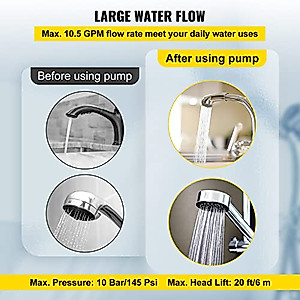 VEVOR Hot Water Recirculating Pump, 93W 110V Water Circulator Pump, Automatic Start Circulating Pump NPT 3/4" w/Brass Fittings, Stainless Steel Head, 3 Speed Control for Electric Water Heater System