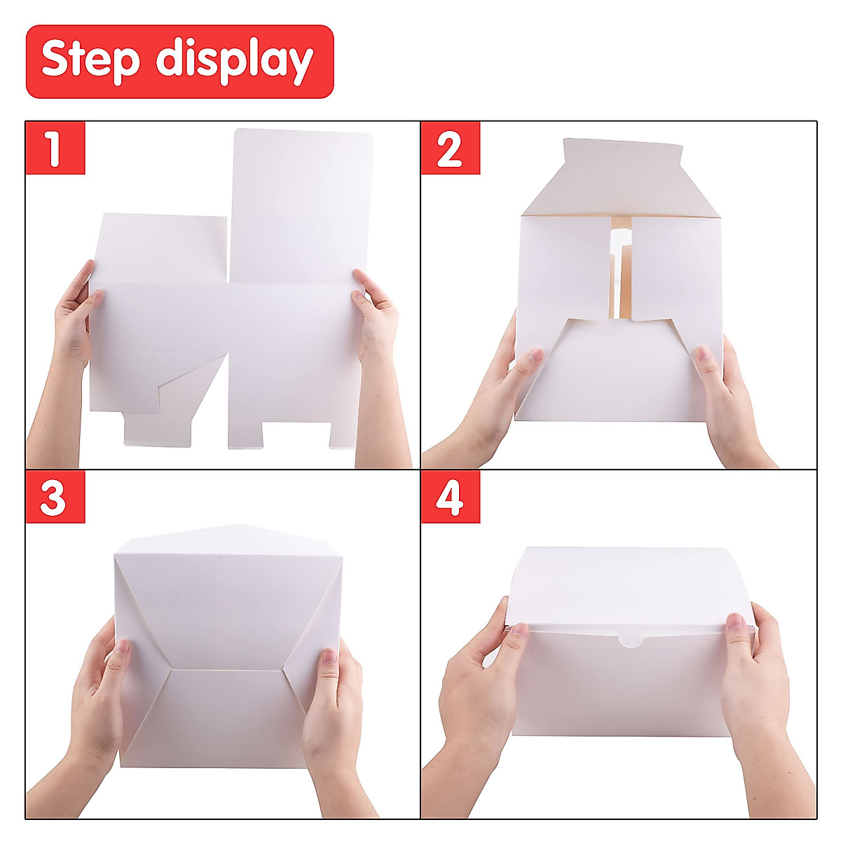 JOYIN 16 Pcs Christmas Kraft Gift Boxes, 8 x 8 x 4 In Easy Assemble Holiday Gifts Boxes with Grass Twines and Raffia Paper for Valentine's Day, Birthday, Wedding, Holiday Gift Wrapping