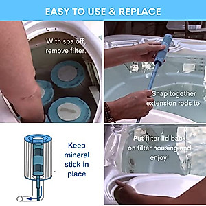 GEMINIGAMER2 Spa in-Filter Mineral Sticks Parts for Hot Tub Filter Cartridge-Includes 6 in1 Test Strips for Hot Tubs -2 Pcs (Yellow)