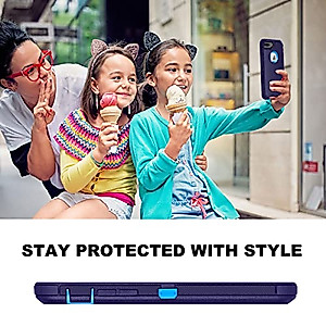 iPhone 8 Plus/7 Plus Case, AICase [Heavy Duty] [Full Body] Tough 4 in 1 Rugged Shockproof Cover with Built-in Screen Protector for Apple iPhone 8 Plus/7 Plus (Dark Blue/Light Blue+Belt Clip)