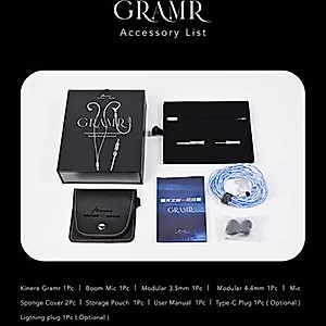 Kinera Gramr Modular High-Purity Silver-Plated OFC IEM Cable, Upgrade Earphone Cable with Detachable Boom Mic (Black 0.78 2PIN)