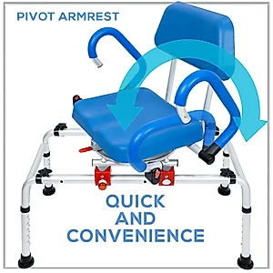 iLIVING ILG-668 Tub Transfer Bench Shower Chair for Inside Shower with Easy Access Swivel Padded Seat and Pivoting Arms, and Adjustable Height for Handicap and Seniors, Blue