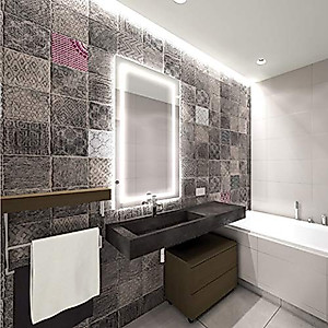 Homewerks 100160 30x36 inches LED Bathroom Mirror Wall Mounted Frameless Anti-Fog Dimmable Light 1600 Lumen Ultra Bright White 5000 Kelvin, Single Color