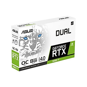 ASUS Dual NVIDIA GeForce RTX 3060 Ti White OC Edition Graphics Card (PCIe 4.0, 8GB GDDR6X Memory, HDMI 2.1, DisplayPort 1.4a, 2-Slot Design, Axial-tech Fan Design, 0dB Technology, and More)