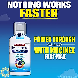 Mucinex Fast-Max Cold & Flu All-in-One Maximum Strength Liquid, 6 fl. oz. (Packaging May Vary)