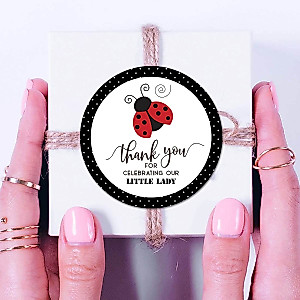 Red little Ladybug Thank You Stickers, 2 Inch Baby Shower Birthday Party Favor Labels 40-Pack