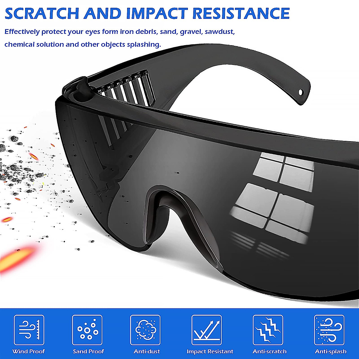 OXG Anti Fog Safety Glasses, ANSI Z87.1 Certified Over Prescription Glasses Safety Goggles UV Protection Impact Resistant Eyewear Protective