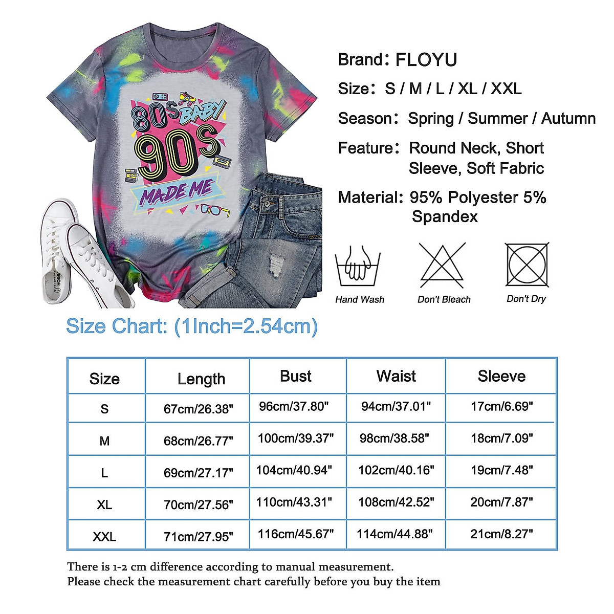 FLOYU 80s Baby 90s Made Me Shirt 90s Womens T-Shirt 90s Outfit Tops Vintage 80s 90s Tee Tops Casual 90s Party Shirts Top