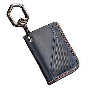 SANRILY Handmade Leather Smart Key Fob Cover for LYNK&CO 05 06 01 09 Accessories Keyless Key Fob Case with Keychain Blue
