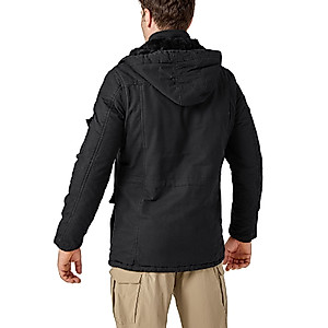 CRYSULLY Men's Slim Fit Fall Casual Discount Winter Coats Cotton Ripstop Enclosure Army Jacket Black/US M/tag3XL