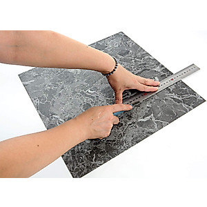 ROSEROSA Peel and Stick Engineered PVC Tiles Marble Granite Pattern Durable Vinyl Flooring (ECK-303 : Square 4 Tiles)