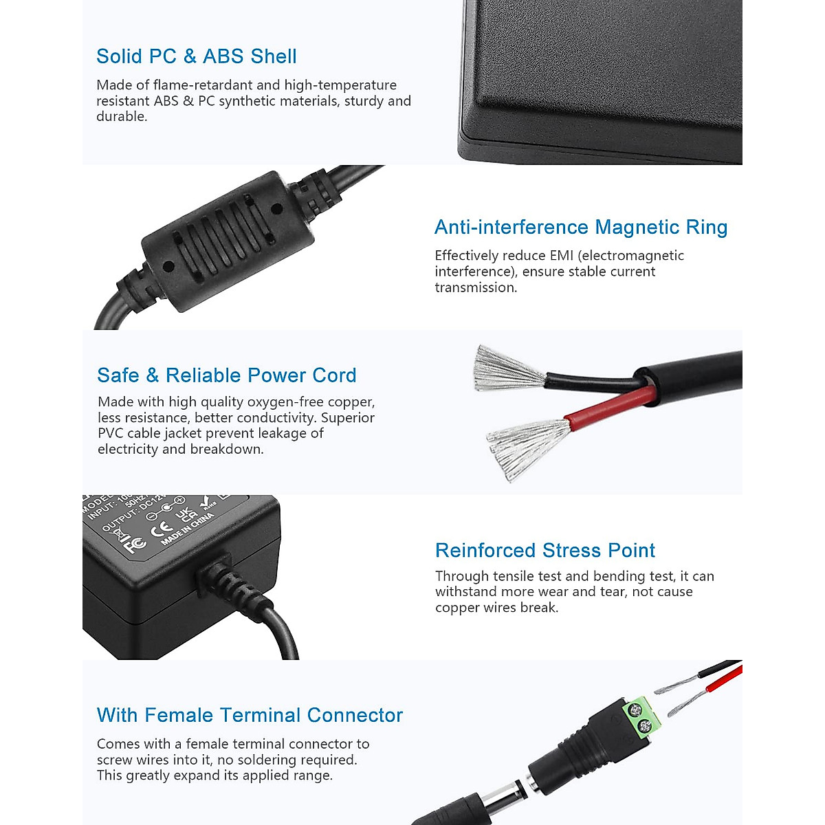 ALITOVE 12V 3A Power Supply Adapter 100~240V AC to DC 12 Volt 3 Amp 36W Converter 12 vdc 3000mA 2.2A 2.4A 2.5A 2.8A Available 5.5mm x 2.5mm 2.1mm for LED Strip Light CCTV Security Camera Router
