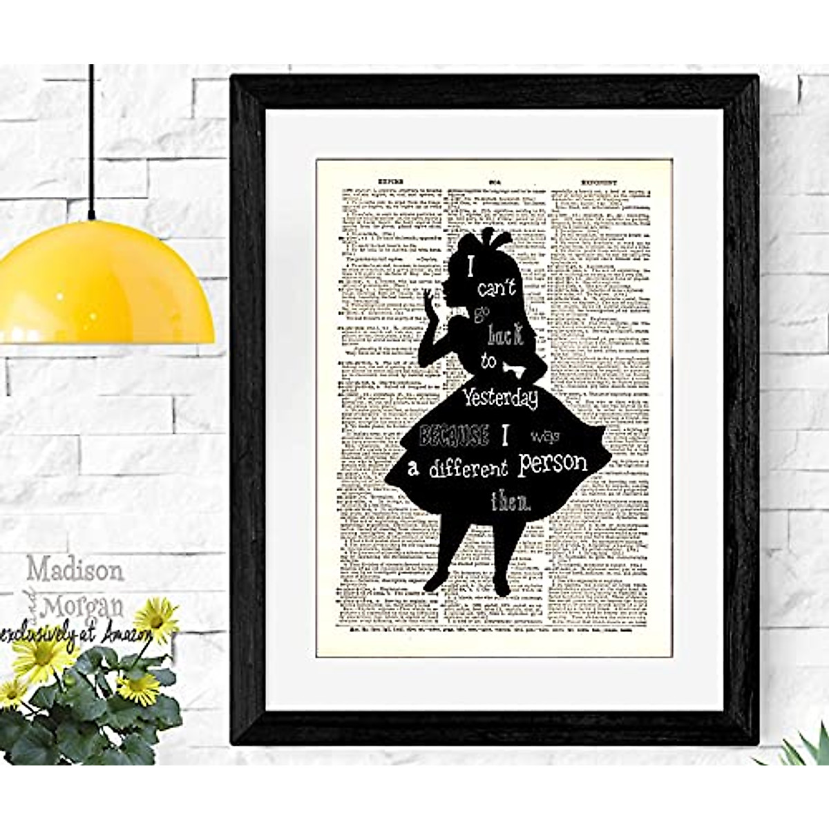 Alice In Wonderland Mad Hatter: The Secret Alice. Decor - 4 piece set - Dictionary Art Print Quotes and Sayings Print - UNFRAMED 9 X 11 inches