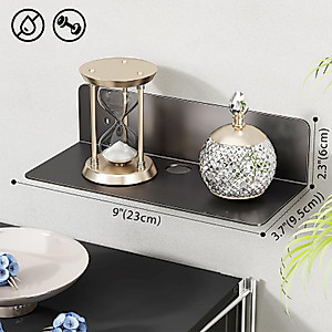 Dr.DJ Floating Shelves Metal Wall Mounted Set of 2 Black- Easily Expand Wall Space - Metal Hanging Shelves Display Shelves for Wall Storage for Bedroom, Gaming Room, Living Room, Bathroom, Office