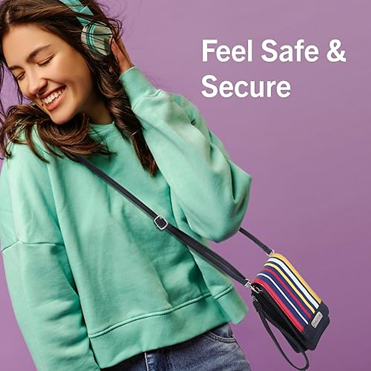 Nautica Catalina RFID Women’s Crossbody Bag, Vegan Leather Compact Cell Phone Shoulder Travel Purse Holder, Indigo