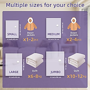 Vacuum Storage Bags,8 Pack (Medium,28"x20"),Space Saver 80% Vacuum Storage Bags,Storage Bags Vacuum Sealed of Clothes, Pillows,Comforters,Blankets Storage,Hand Pump Included