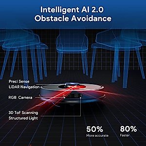 Shellbot Robot Vacuum Cleaner, LiDAR Navigation 4000Pa Robotic and Mop, AI Object Recognition Laser, Multi-Level Mapping, 5200 mAh, 3 in 1, WiFi/App/Alexa, Self Charge Resume Hoover, Gray (SL60)