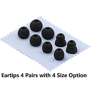 BLLQ Replacement Accessory Pack for BeatsX Urbeats Beats Tour, Soft Anti-Slip Ear Fins Ear Hooks Wingtips Earhooks 2 Pairs 2 Size & Earbuds Tips 4 Pairs 4 Size for Beats x Black,bxwb