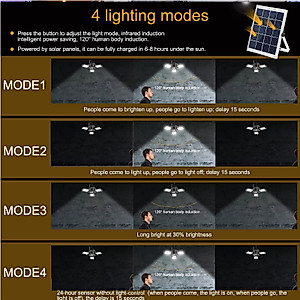 Solar Shed Lights with Dual Lamps, Outdoor Indoor 800LM 192LED Motion Sensor Solar Powered Pendant Light with Remote Control 120° Adjustable Heads IP65 Waterproof for Gazebo Garage Porch