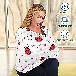 Ladybirds Car Seat Canopy for Babies, Car Seat Cover for Boys Girls, Nursing Cover Breastfeeding Scarf Infant Stroller Cover